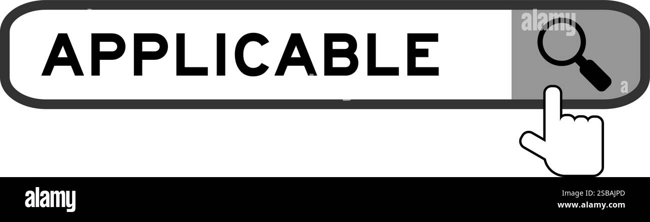 Search banner in word with applicable hand over magnifier icon on white ...