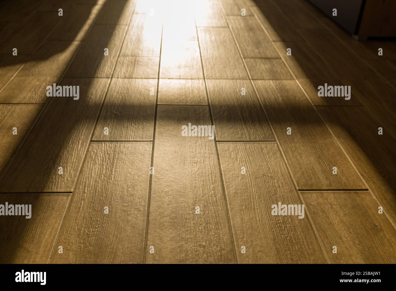 Bright light enters through windows and casts dark shadows on the floor ...