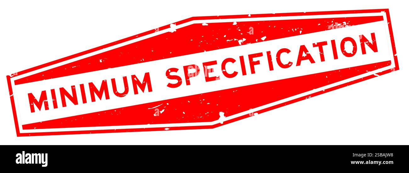 Grunge red minimum specification word hexagon rubber seal stamp on white background Stock Vector ...