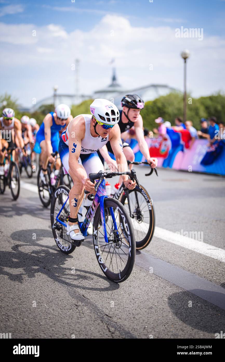 Kristian Blummenfelt participating in the triathlon at the Paris 2024 ...