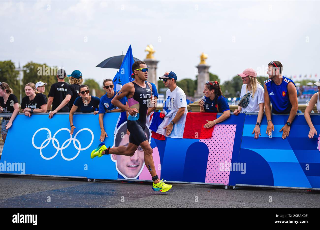 Tyler Smith participating in the triathlon at the Paris 2024 Olympic ...