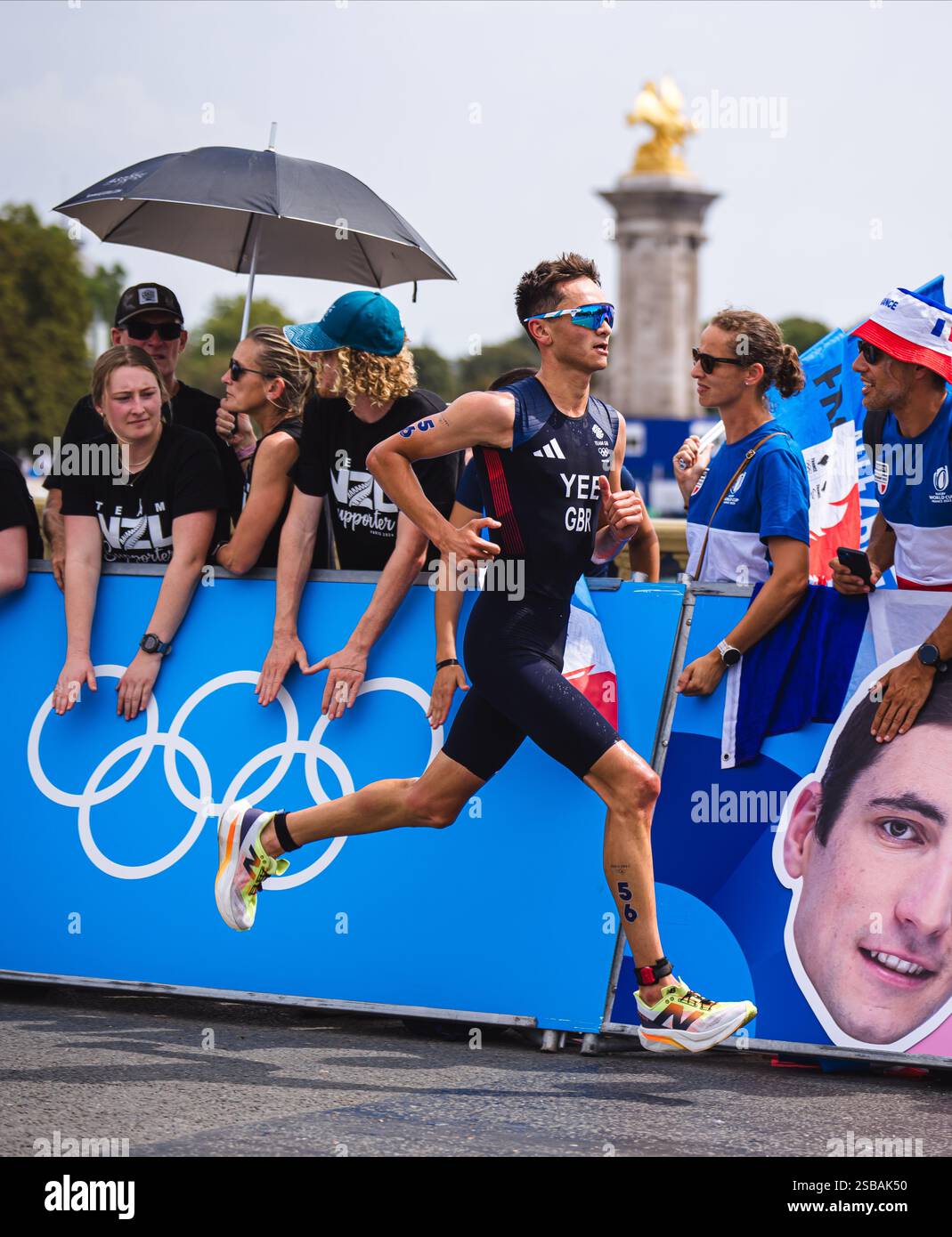 Alex Yee participating in the triathlon at the Paris 2024 Olympic Games ...