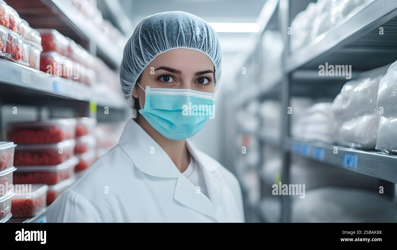 Worker in a cold storage room carefully organizing and handling ...