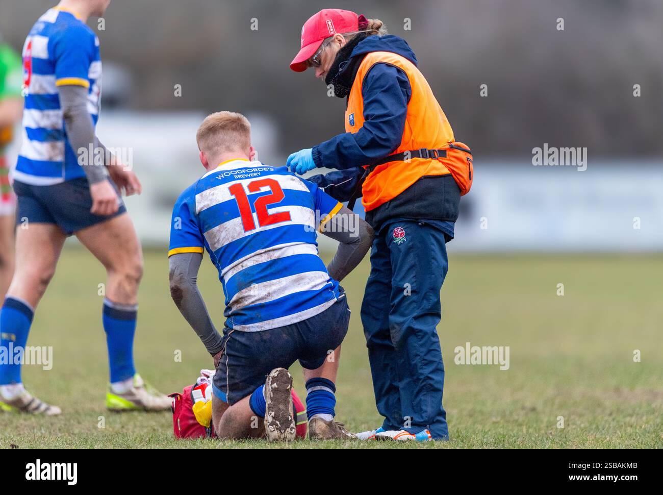 On field first aid treatment at an English mens amateur Rugby Union ...