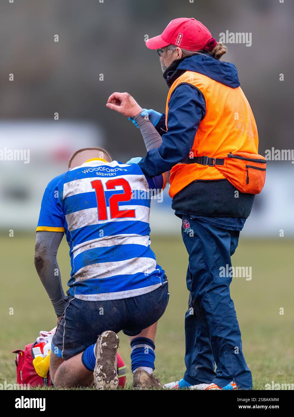 On field first aid treatment at an English mens amateur Rugby Union ...