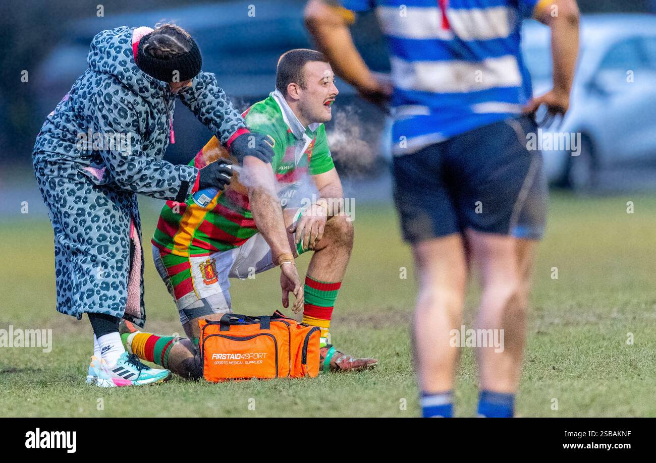 On field first aid treatment at an English mens amateur Rugby Union ...