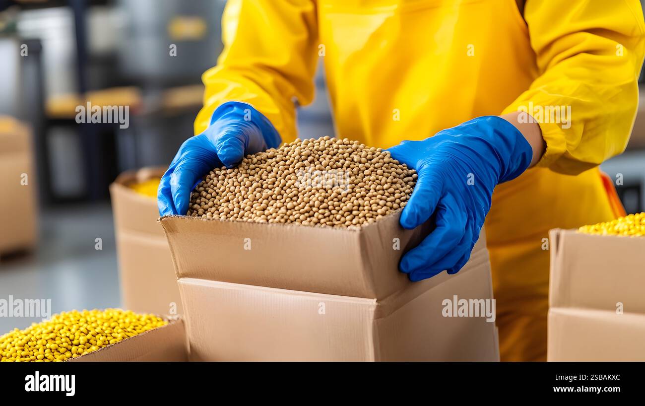 Worker Placing Warning Labels on a Batch of Recalled Food Items ...