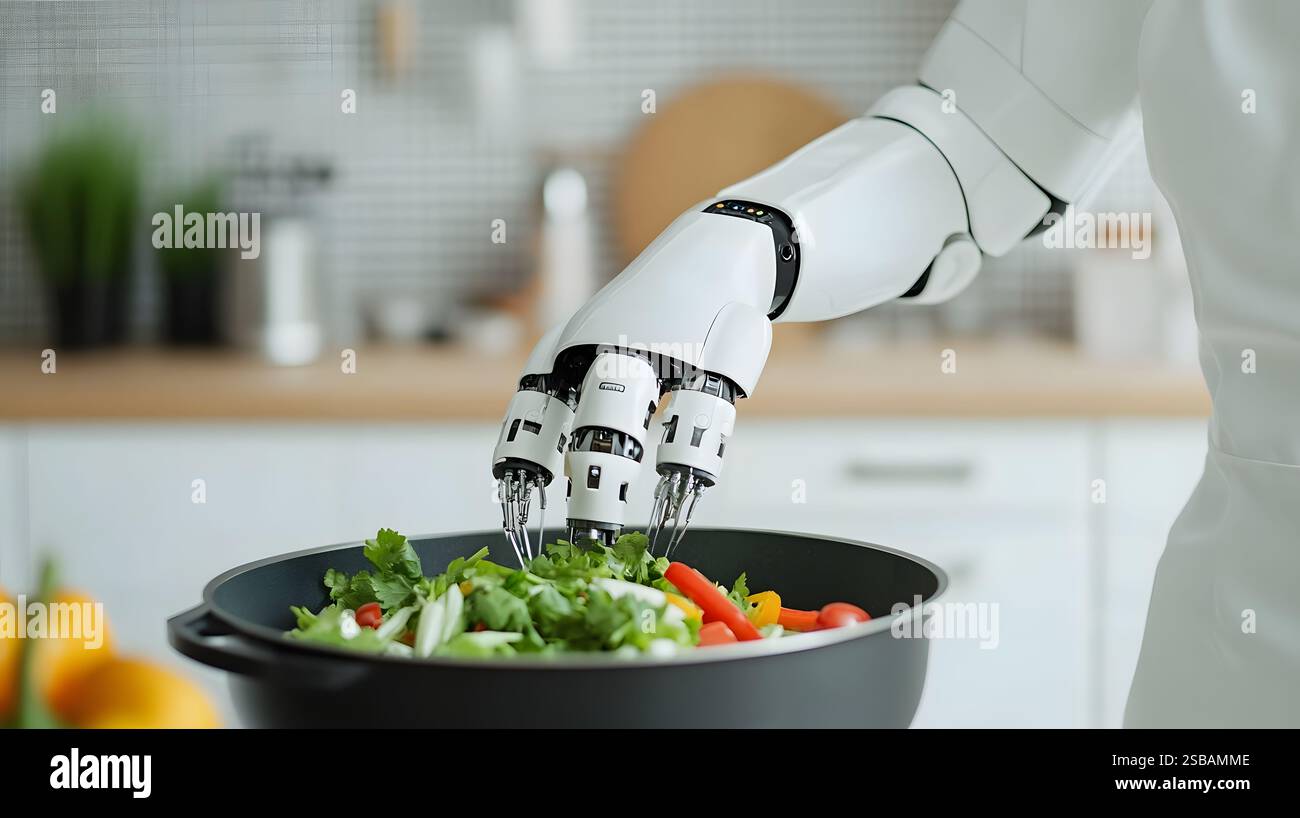 Versatile kitchen robot equipped with chopping and stirring functions ...