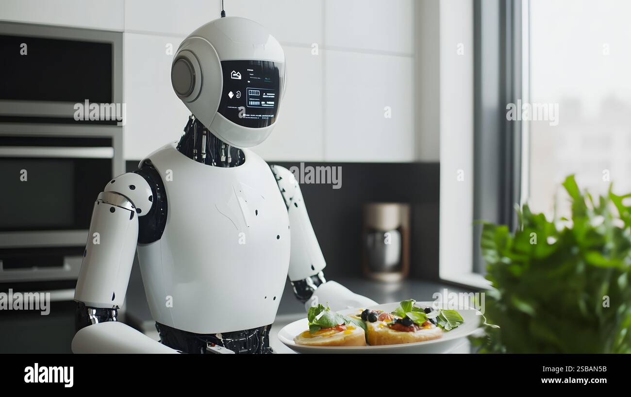 Futuristic Robot Assisting with Breakfast and Seamlessly Syncing Family ...