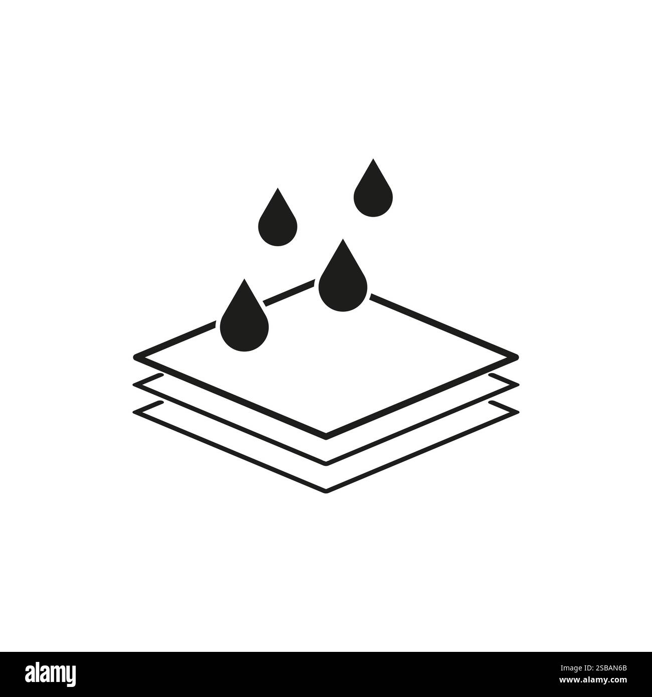 Waterproof layer symbol. Liquid resistance icon. Droplet on layers ...