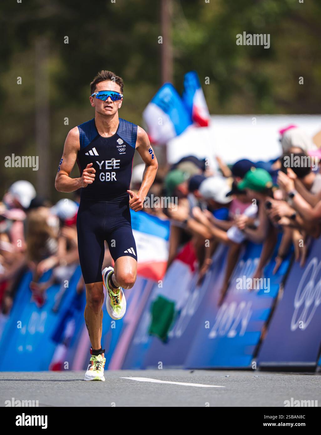 Alex Yee participating in the triathlon at the Paris 2024 Olympic Games ...
