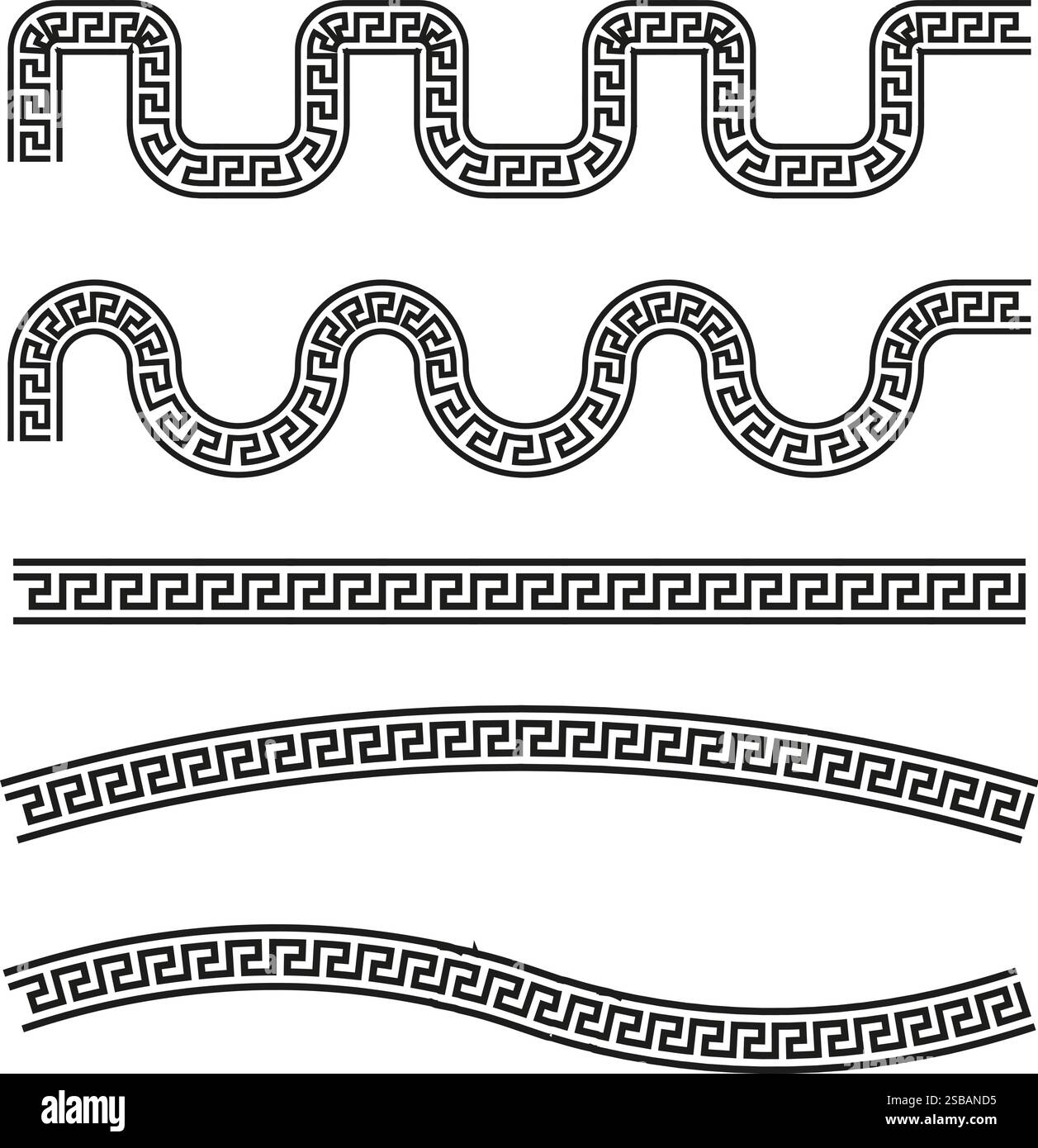 Ornamental meander frame. Curved Greek border. Classic linear pattern ...