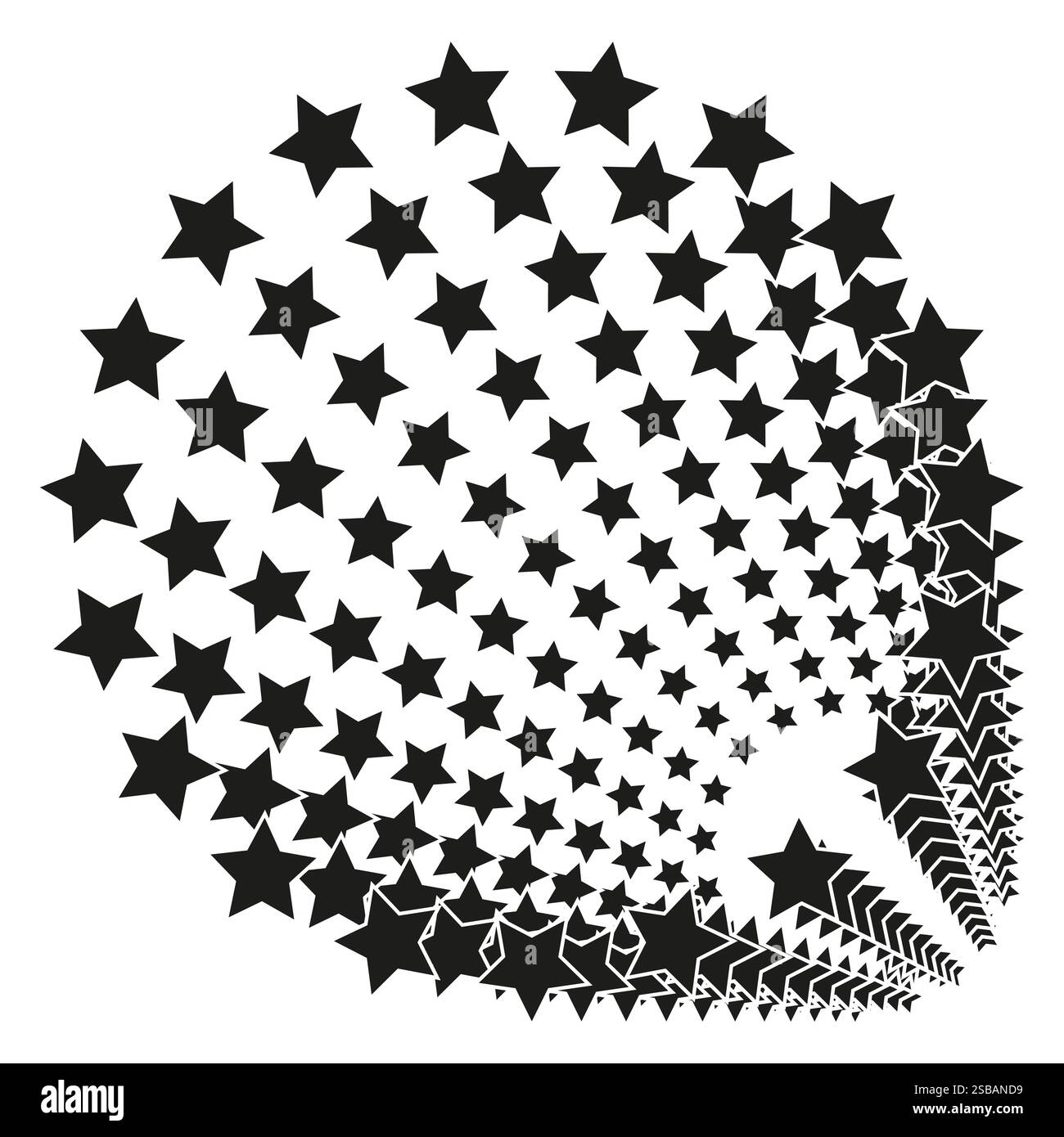 Star spiral pattern. Radiating stars concept. Decorative circular ...