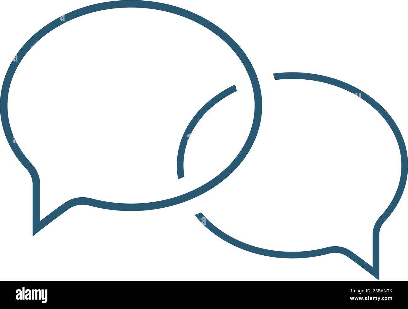 Icon of two overlapping chat bubbles. Outline vector illustration with transparent background ...