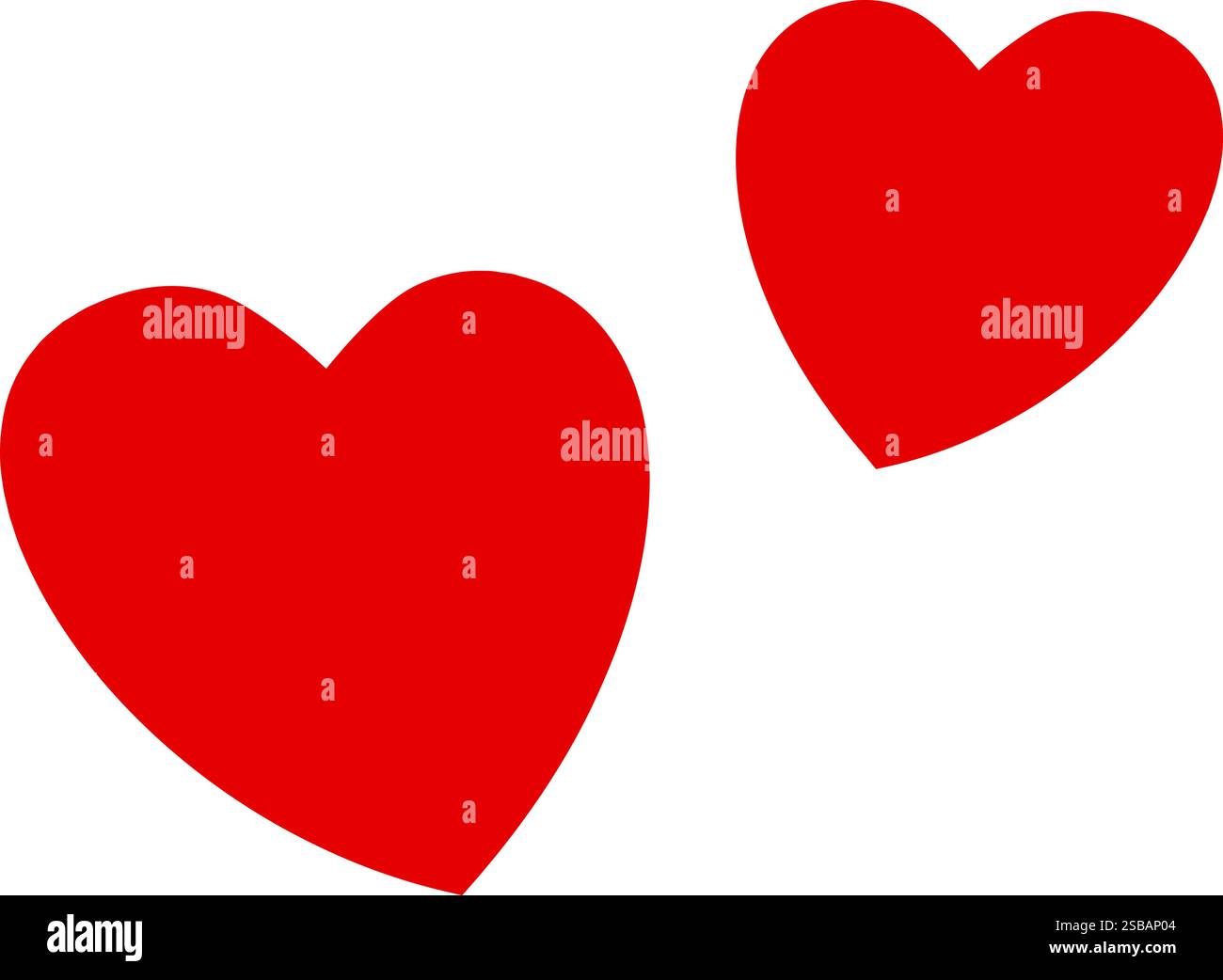 Two red hearts of different sizes. Vector illustration with transparent ...