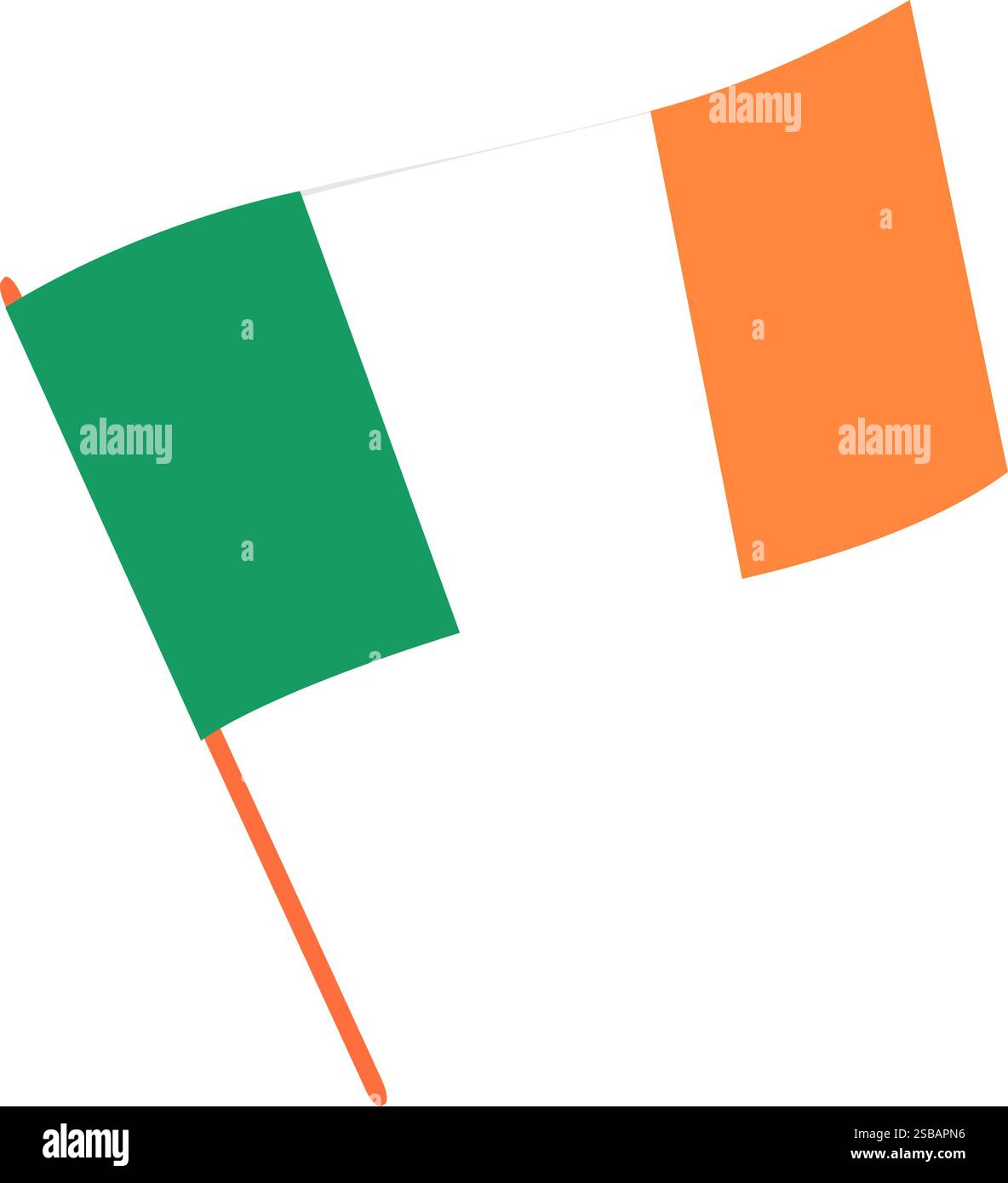 The national flag of Ireland on a flagpole. Vector illustration with ...