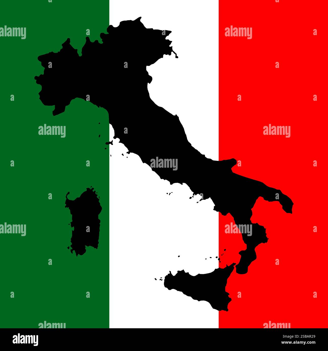 Italy map isolated on Italian flag background. Vector design Stock ...