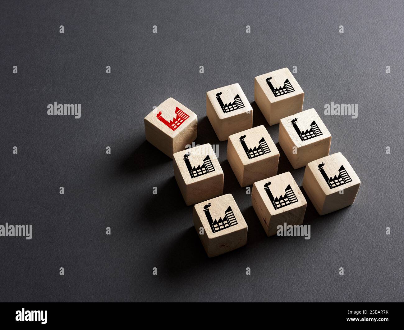 Breakdown in the industrial production chain system, malfunction or ...