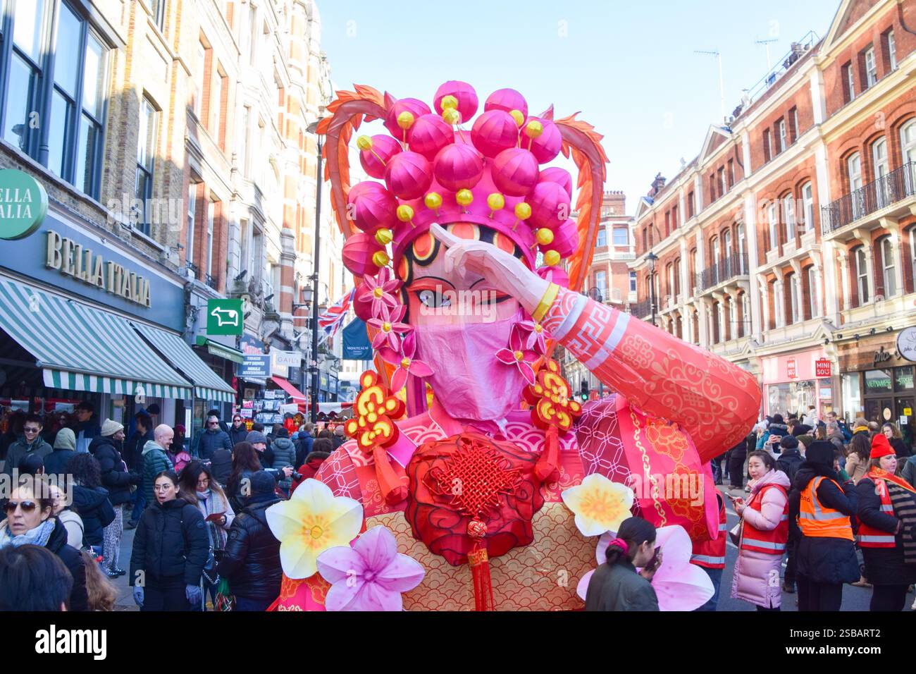London, UK. 2nd February 2025. A Chinese New Year parade float passes ...