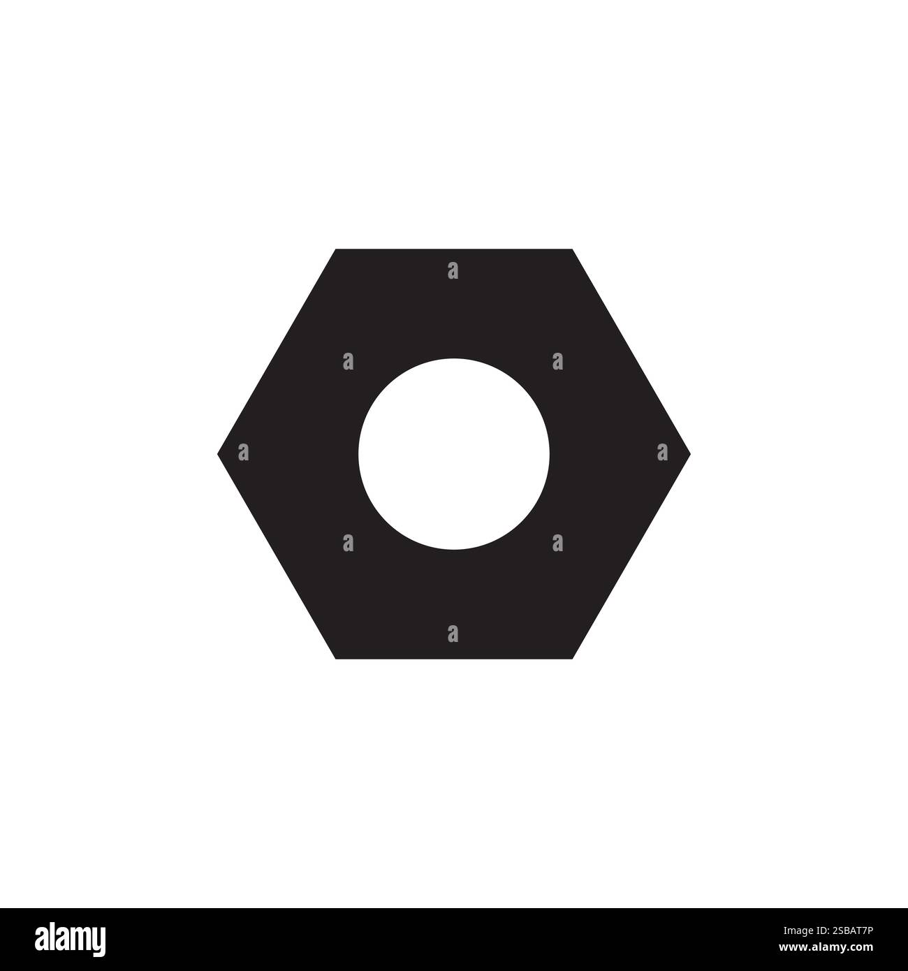 Hex nut icon. Industrial hardware piece. Vector bolt shape. Mechanical ...