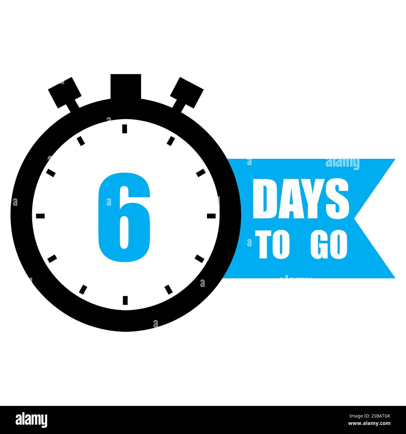 Countdown clock vector. Number six emphasis. Bold 6 DAYS TO GO text ...