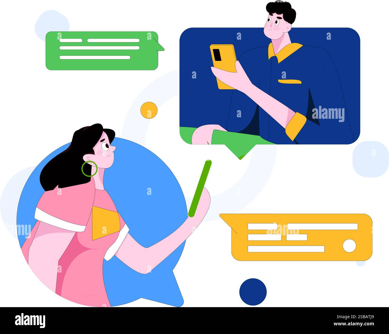 Virtual characters social communication concept business flat vector ...