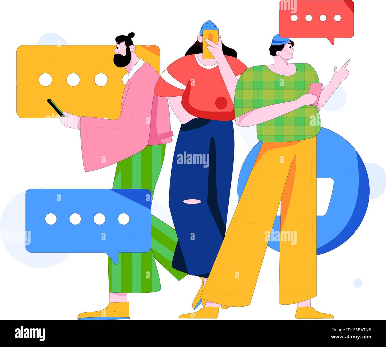 Virtual characters social communication concept business flat vector ...