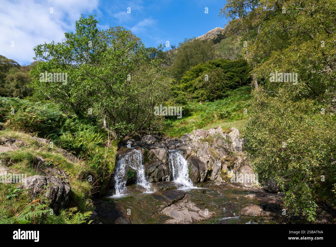Waterfalls on Dovedale Beck near Hartsop in the Lake District national ...
