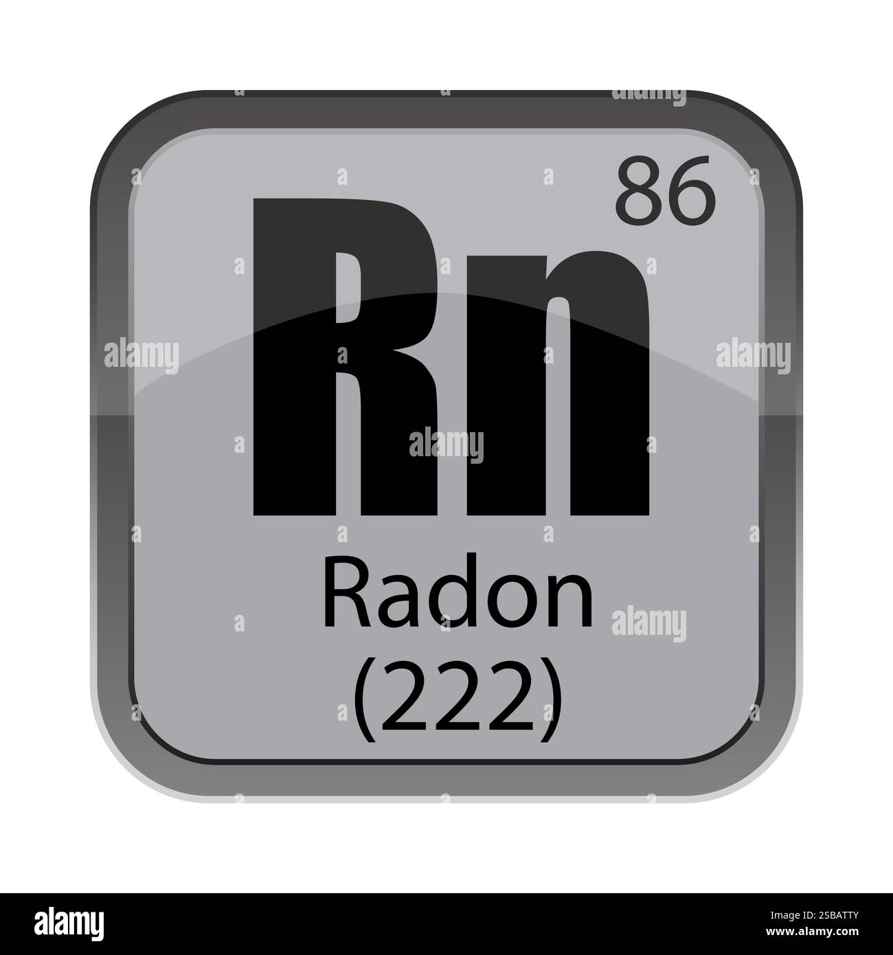 Rn radon 222. Atomic 86 tile. Periodic element shape. Vector chemistry ...