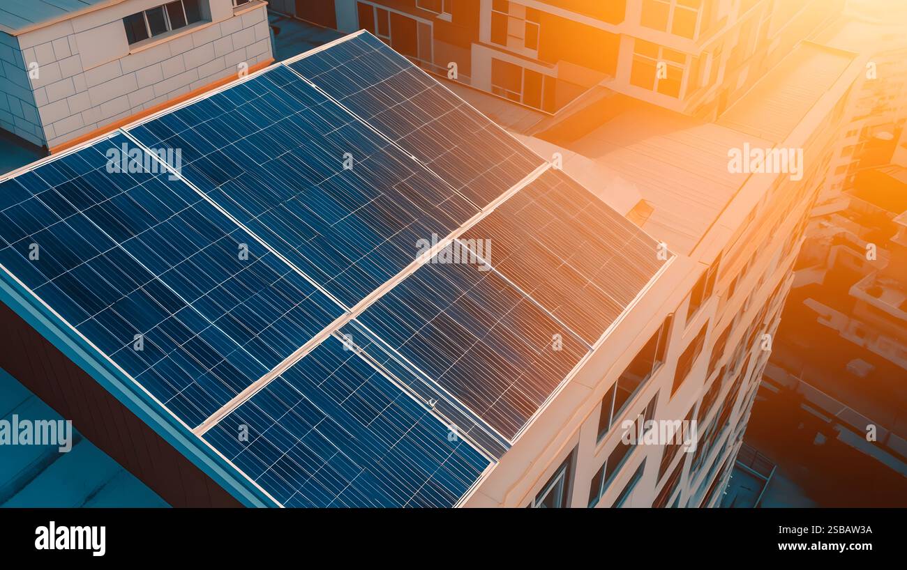 Precise Positioning of Solar Panels on Rooftop of a Modern Commercial ...