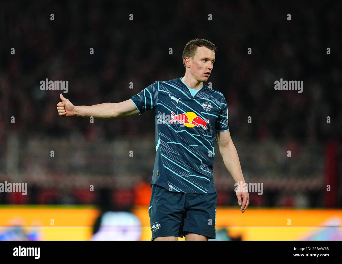 February 01 2025: Lukas Klostermann of RB Leipzig looks on during a 1 ...