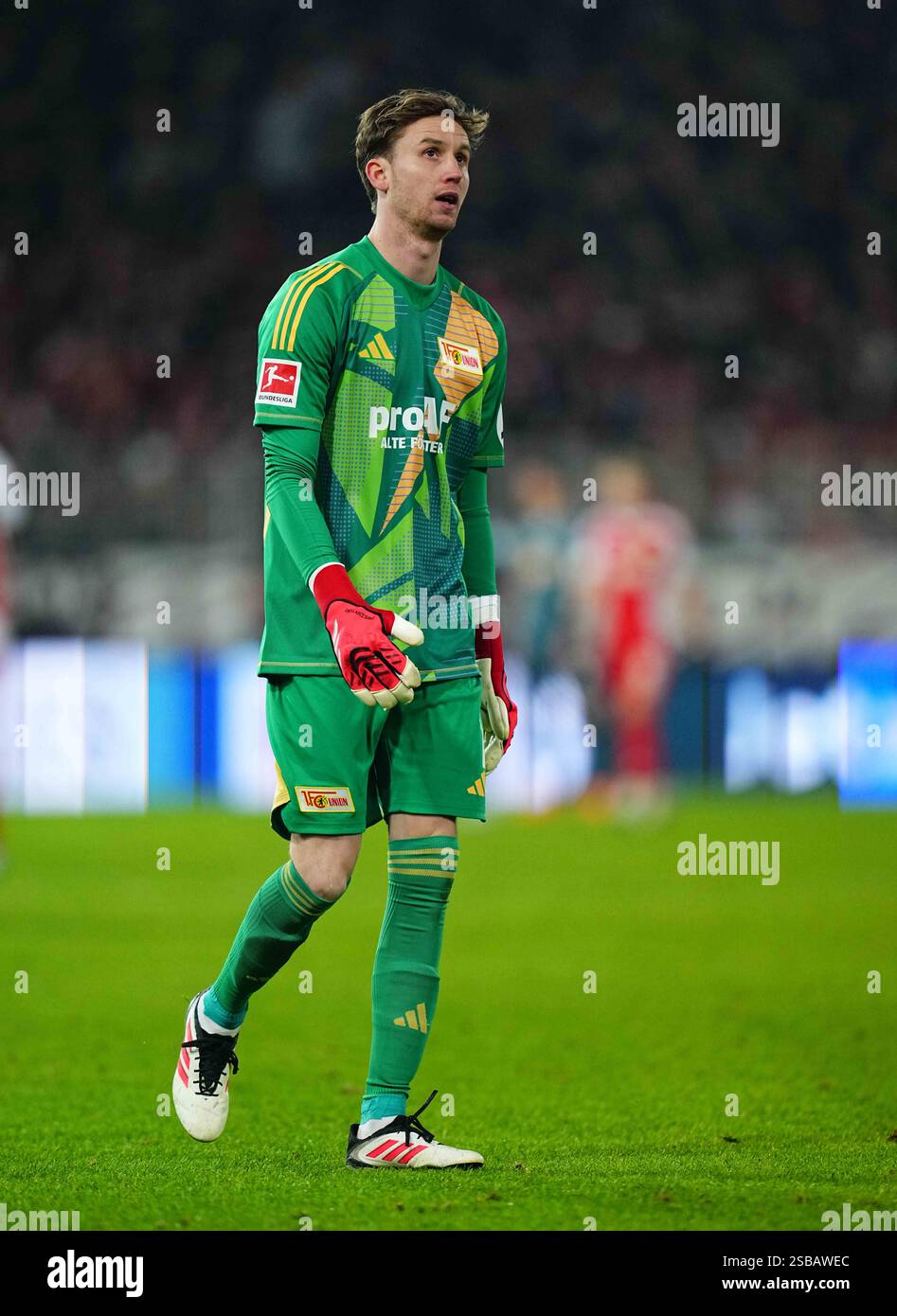 February 01 2025: Frederik Ronnow of Union Berlin looks on during a 1. Bundesliga game, Union ...