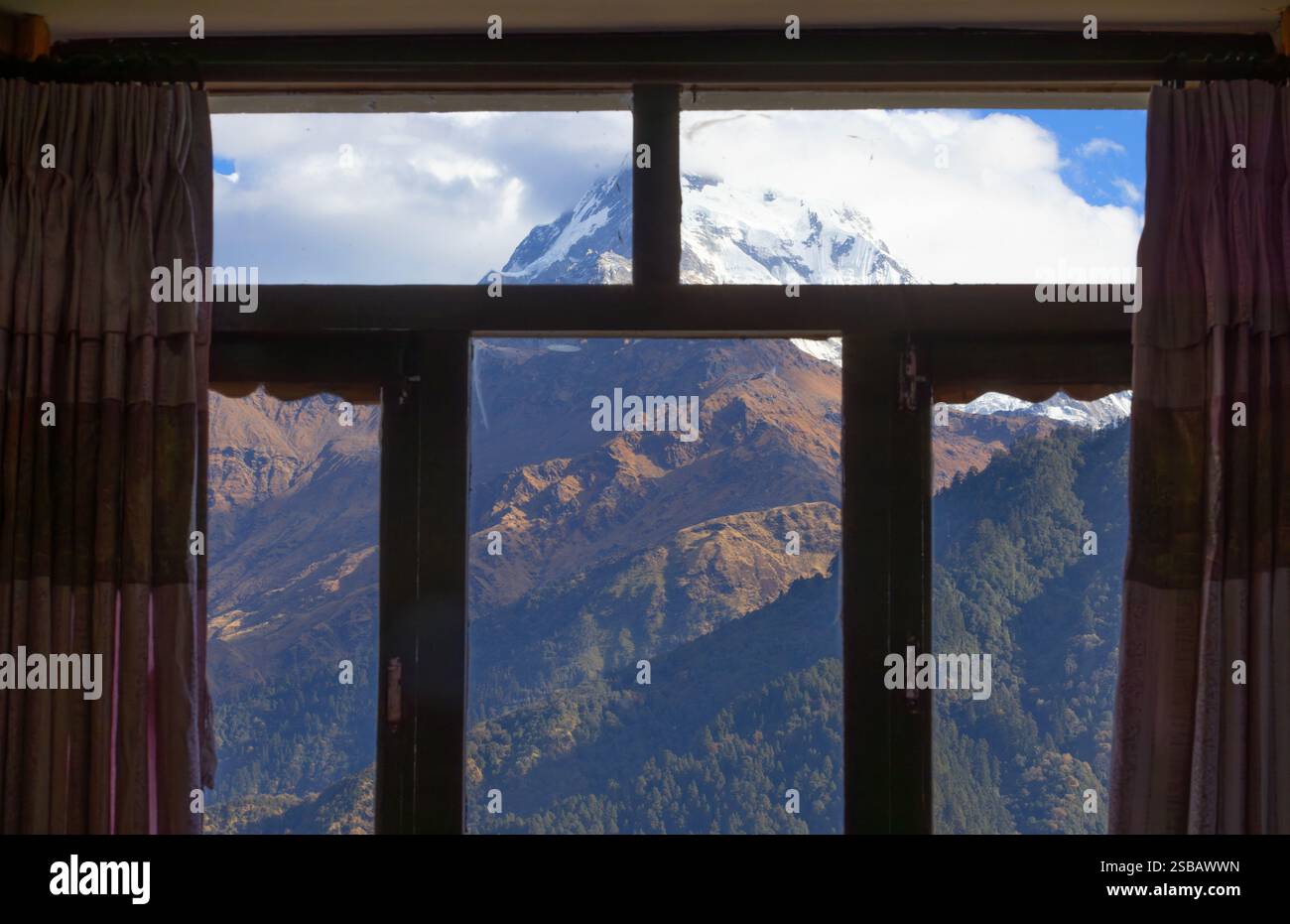 the great view of Annapurna mountain range in Poonhill trekking circle ...