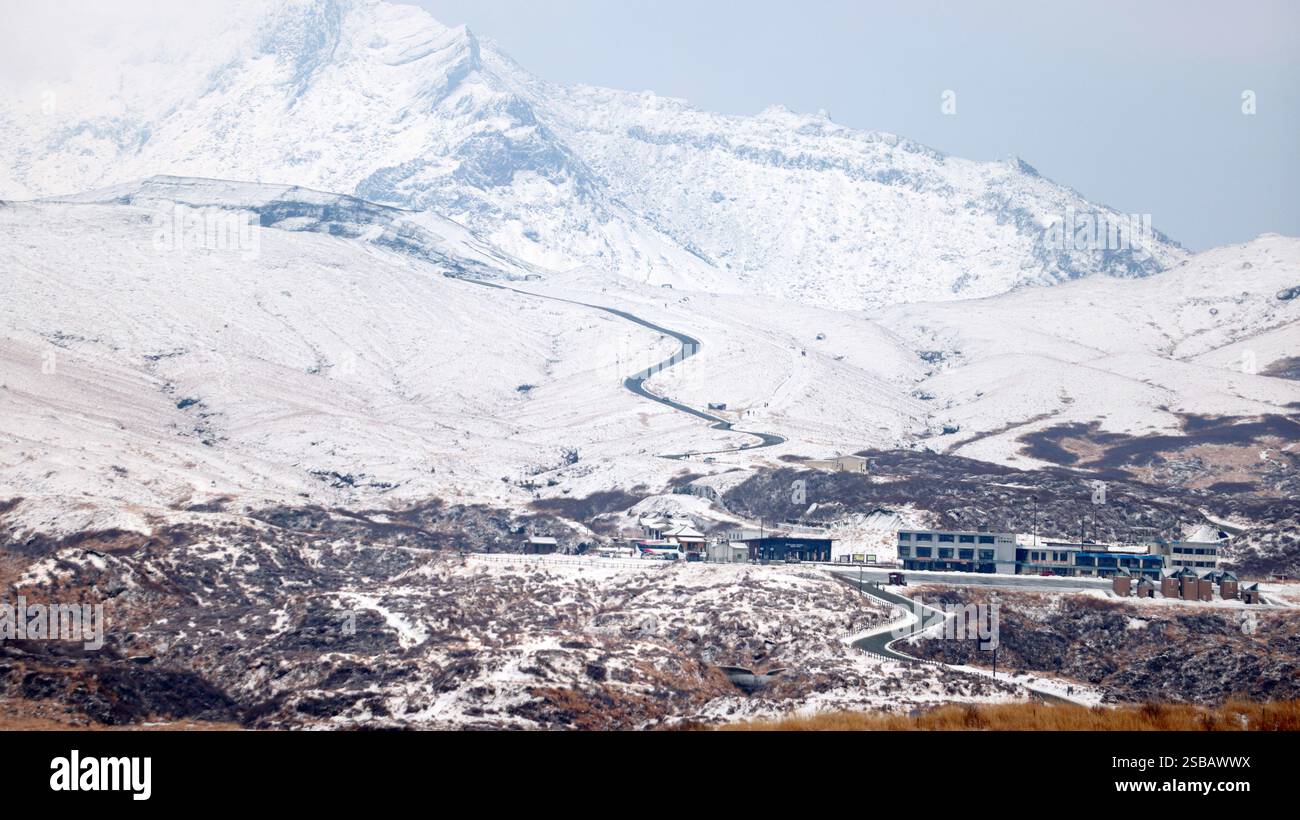 Aso caldera, a great views of the volcanically active Nakadake Peak ...