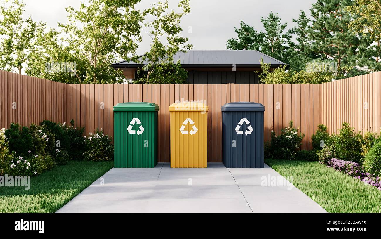 Composting Bins in a Landscaped Backyard - An Eco-Friendly Living ...