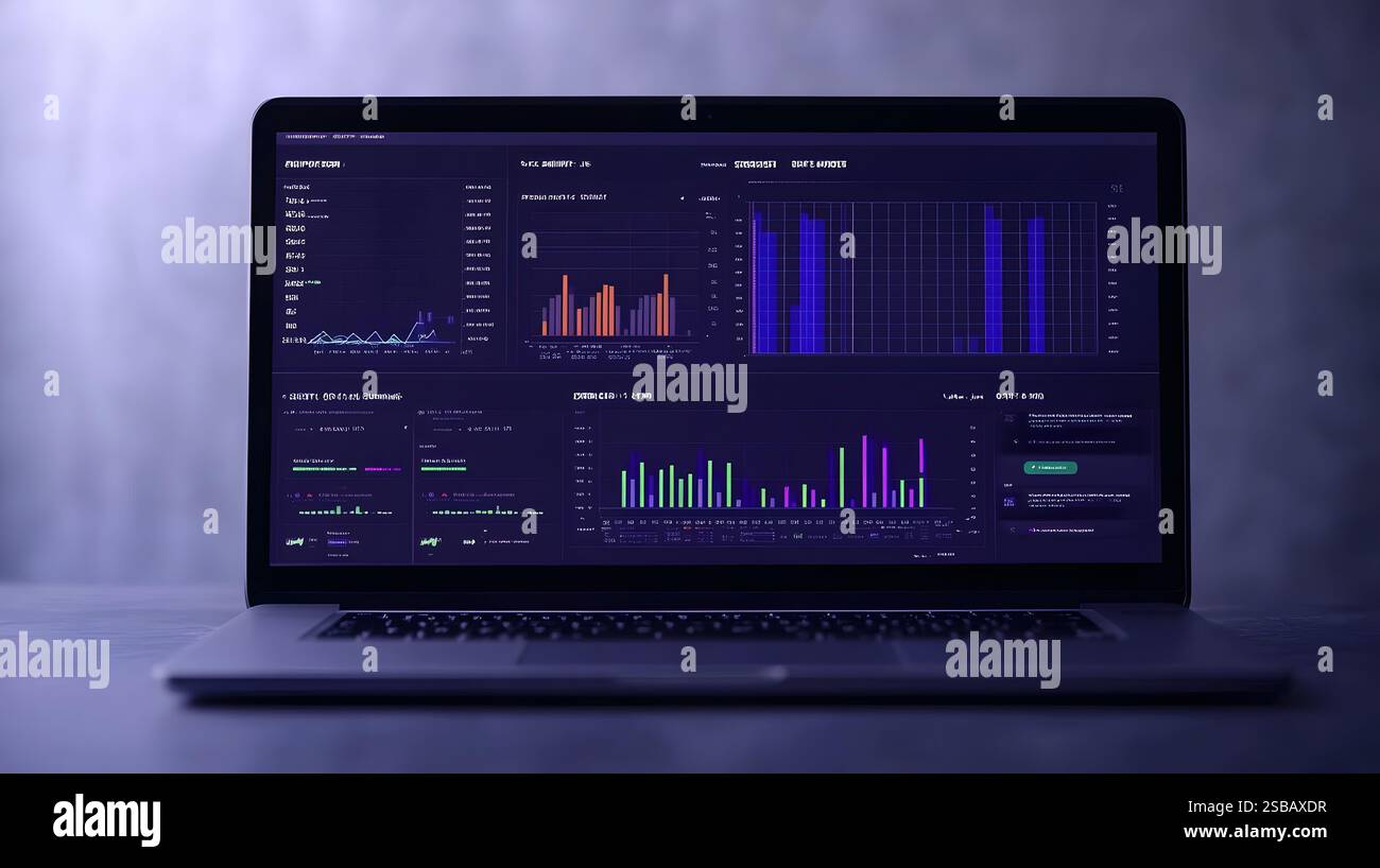 Detailed performance dashboard displayed on a laptop computer screen ...