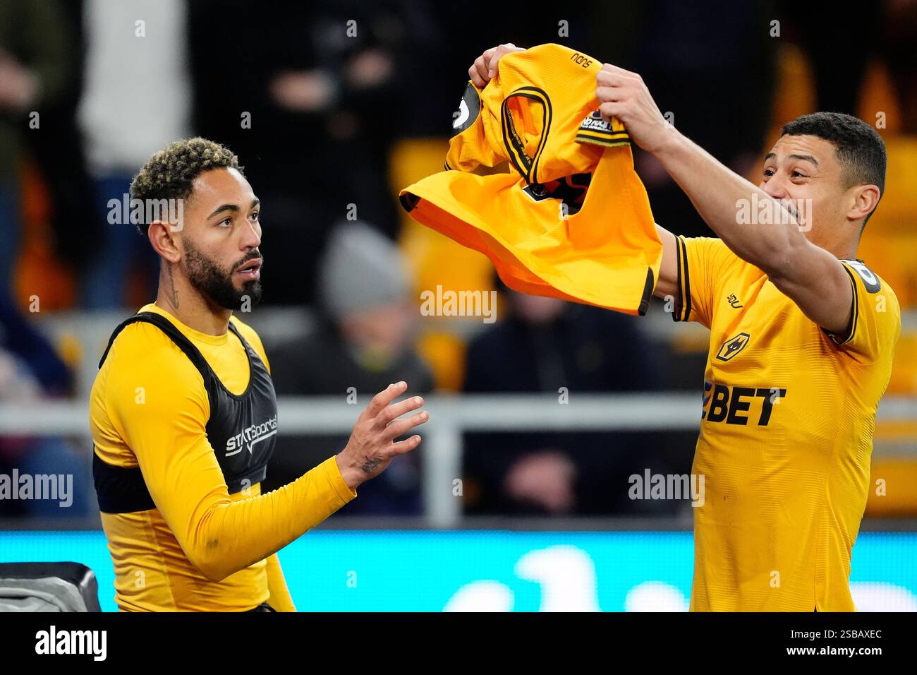 Wolverhampton Wanderers' Matheus Cunha (left) celebrates with Andre ...