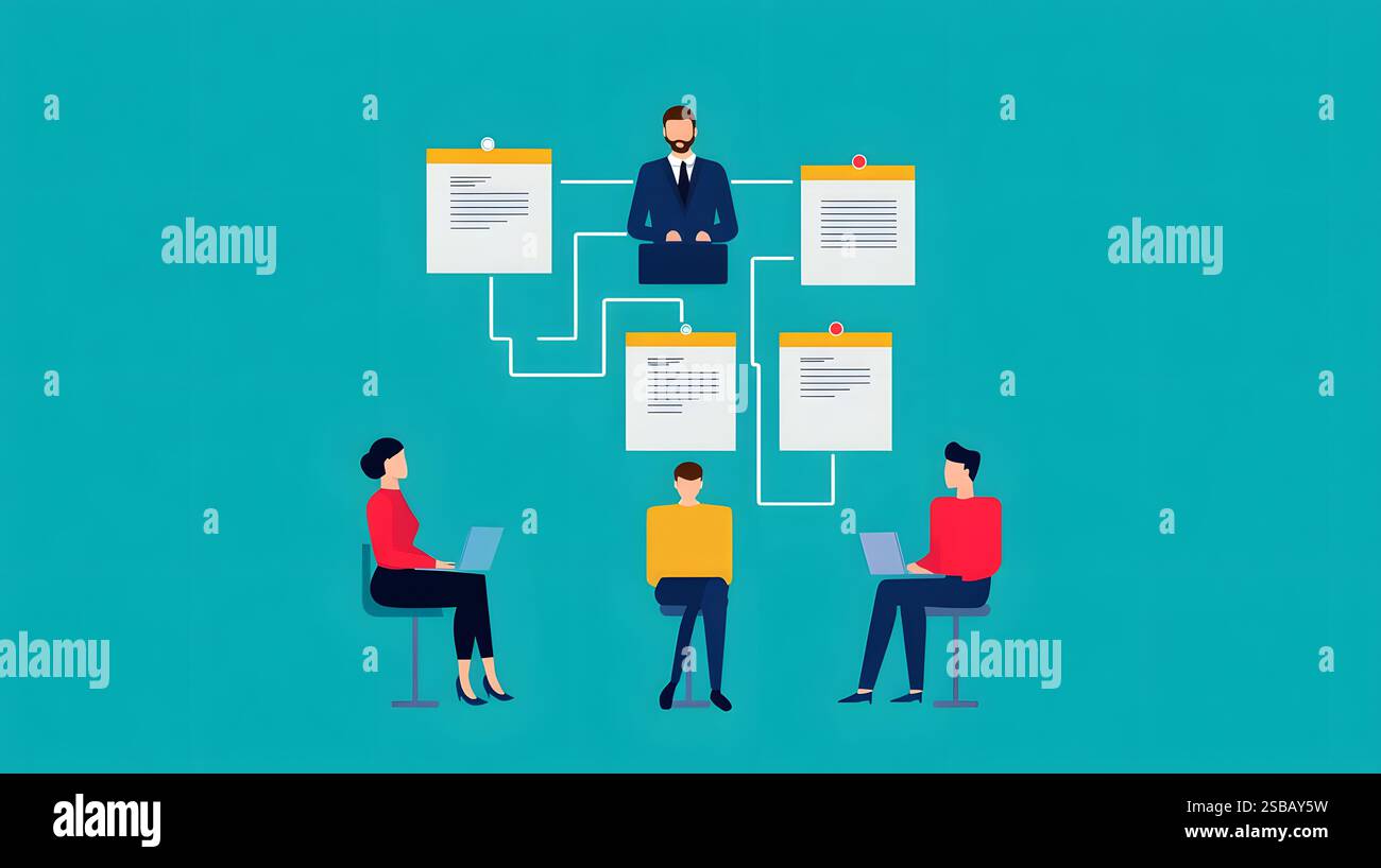 Businesspeople Collaborating to Create Workflow Diagram in Office ...