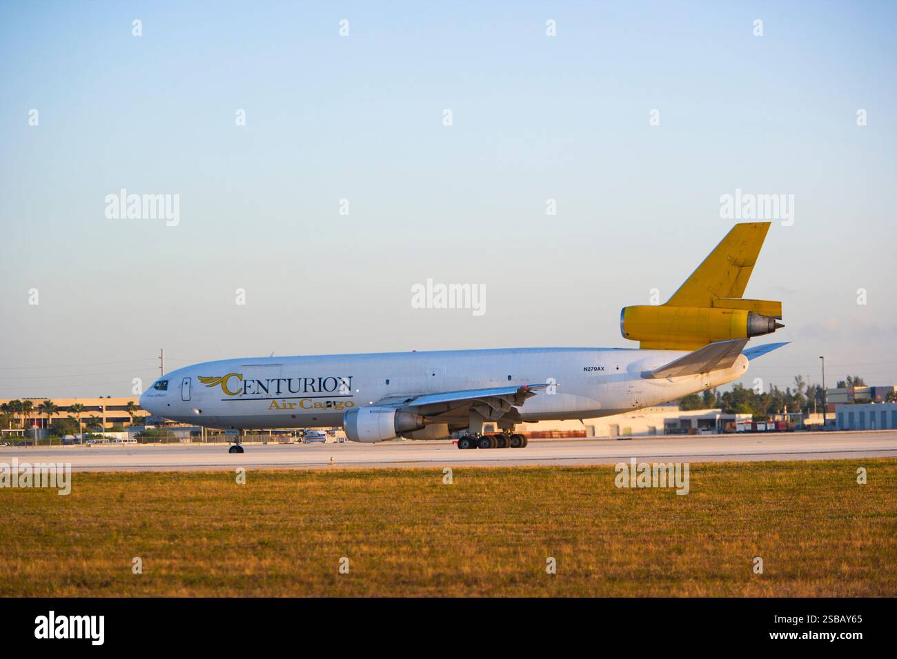 A Centurion Air Cargo McDonnell Douglas MD-11F cargo plane taxis on the ...