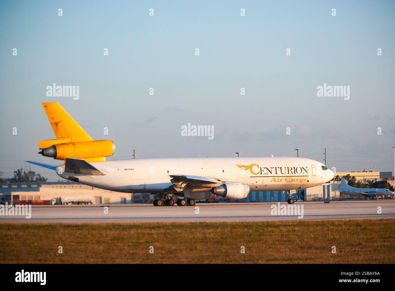A Centurion Air Cargo McDonnell Douglas MD-11F cargo plane taxis on the ...