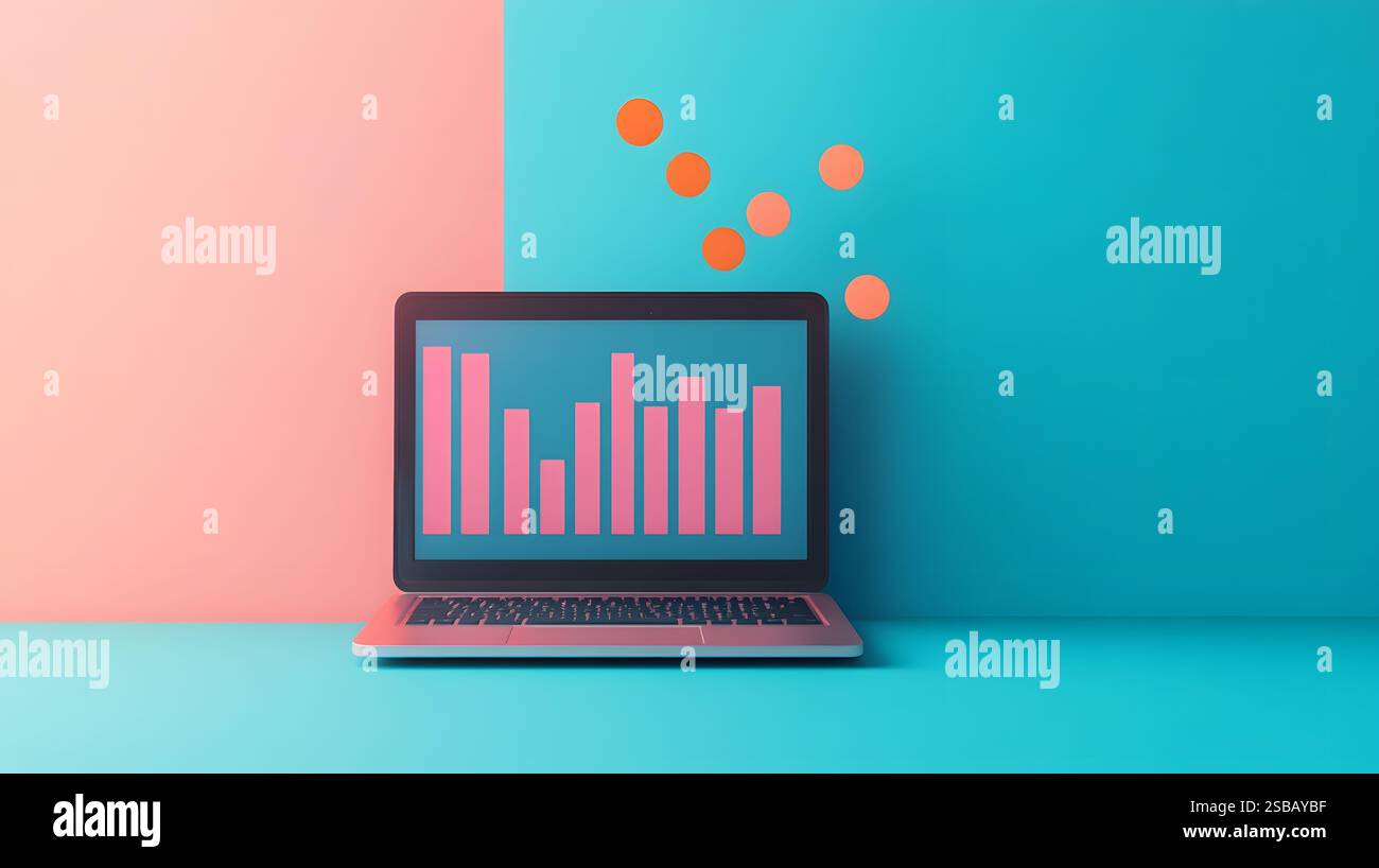 Vibrant 3D analytics dashboard with floating data elements and charts ...