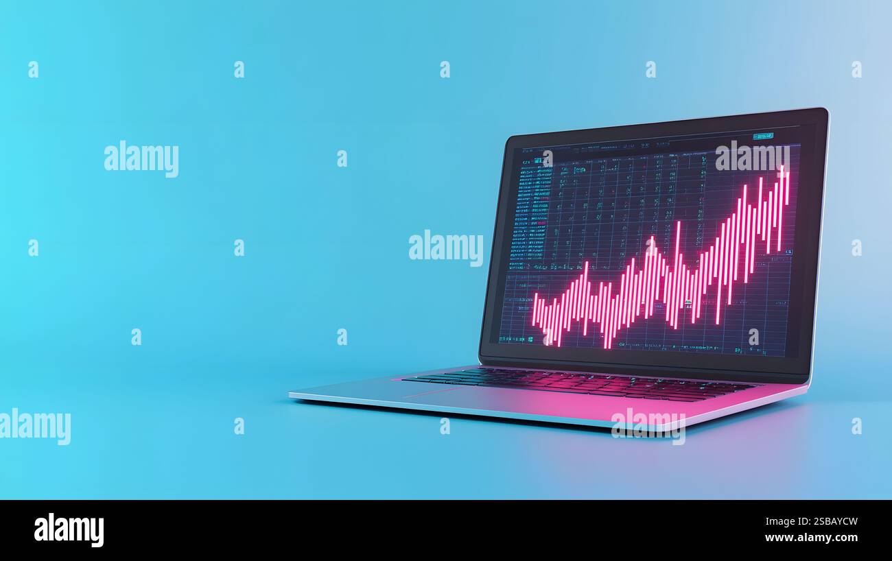 Sleek and modern laptop device displaying advanced financial analytics ...