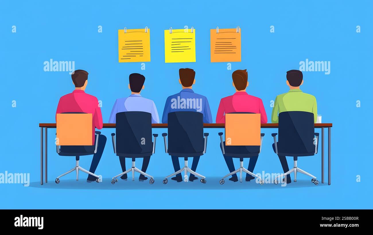 Colorful Sticky Note Brainstorming Session in Modern Office Meeting ...