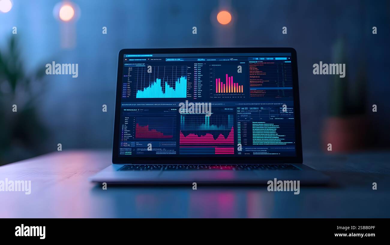 Sleek Digital Analytics Dashboard Displaying Glowing 3D Charts,Graphs ...