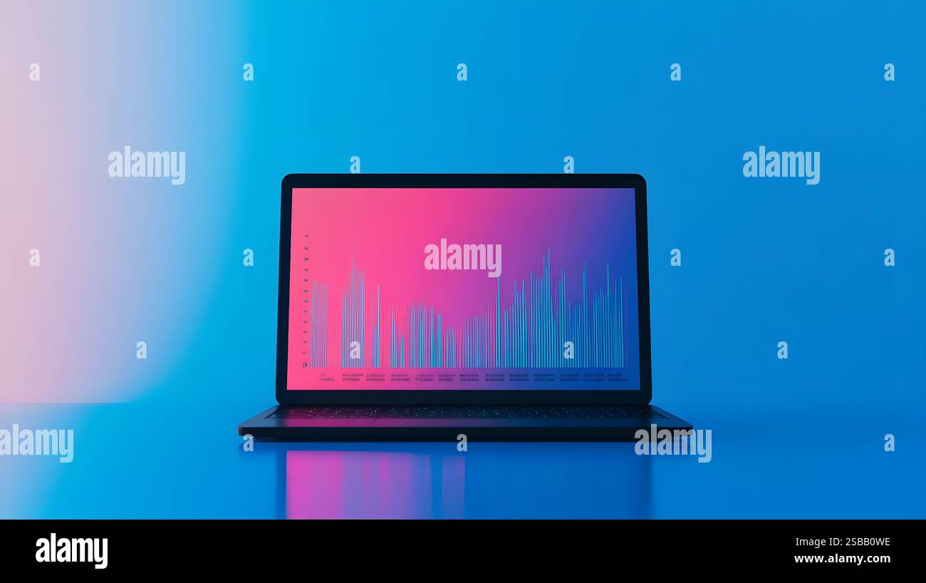 Digital reporting dashboard displayed on laptop screen with vibrant ...