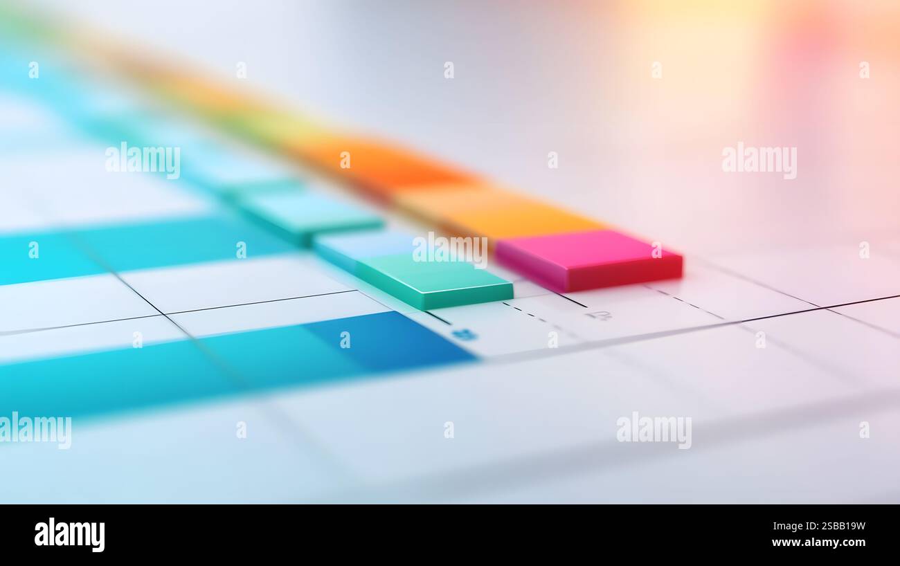 Close-up of a Gantt chart highlighting critical paths in a project ...