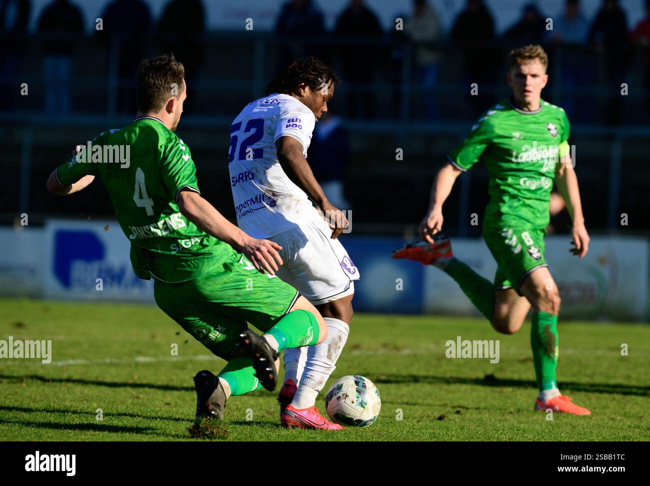 Boussu, Belgium. 02nd Feb, 2025. Patro Eisden's Raphael Sarfo scoring ...