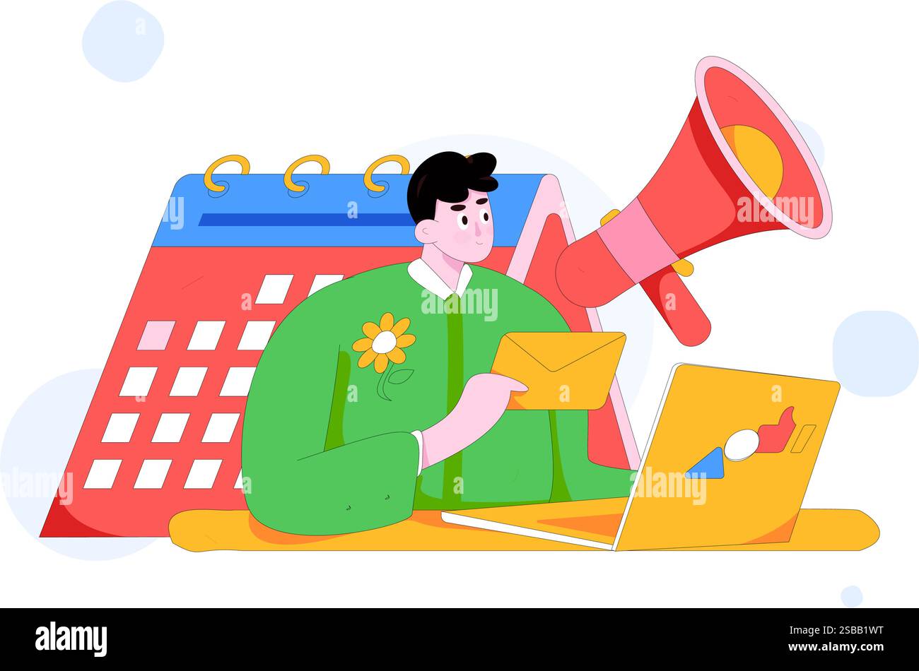 Notification announcement vector creative flat hand drawn illustration ...