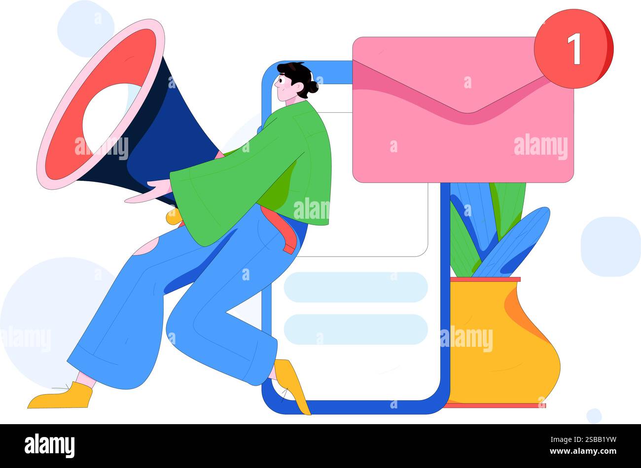 Notification announcement vector creative flat hand drawn illustration ...