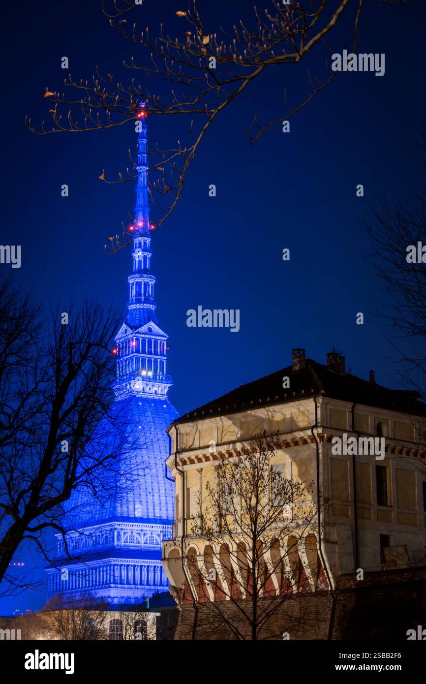 The Iconic Mole Antonelliana in the Turin Night from the Royal gardens ...